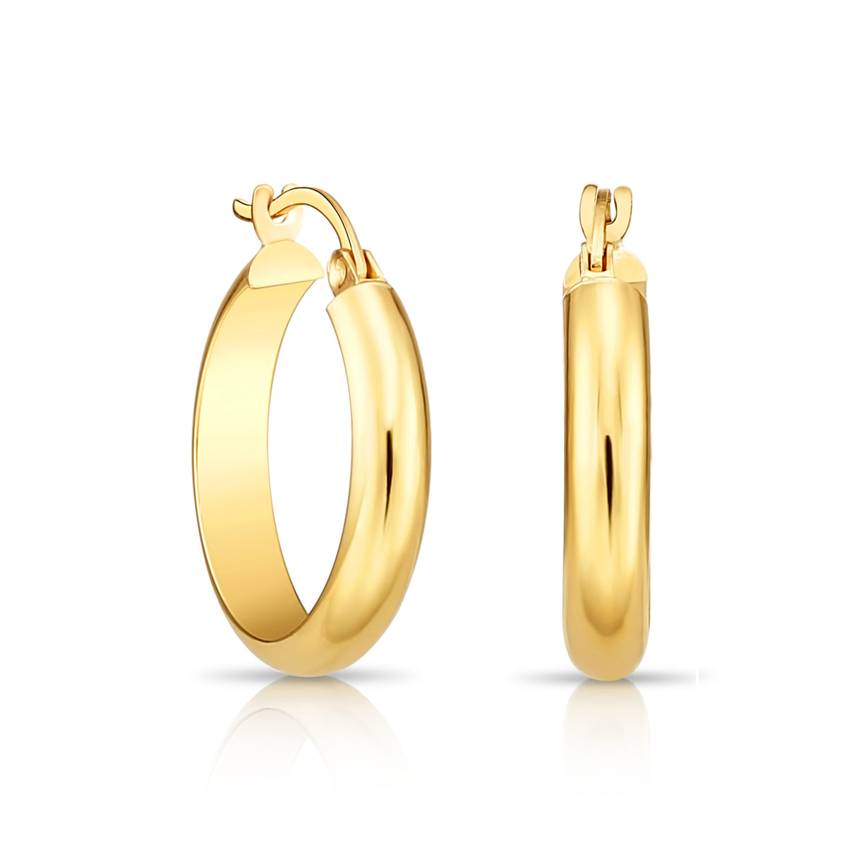 14K Gold Half Round Hoop Earrings — NY Gold & Silver Trading Inc.